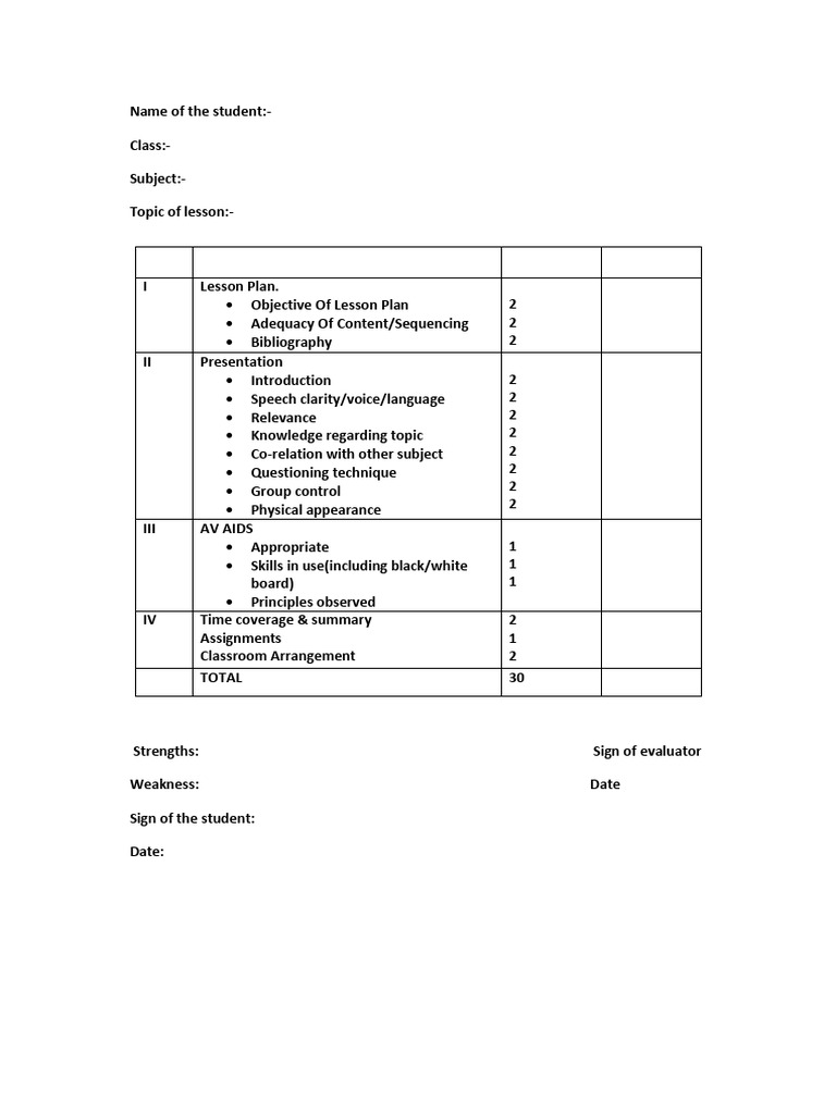 Evaluation Guideline For Teaching | PDF