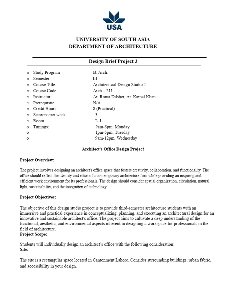 Architect's Office Project Brief | PDF | Design | Visualization (Graphics)