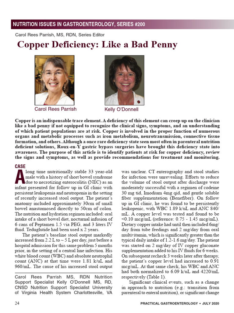 Recognizing Copper Deficiency Symptoms | PDF | Diseases And Disorders ...