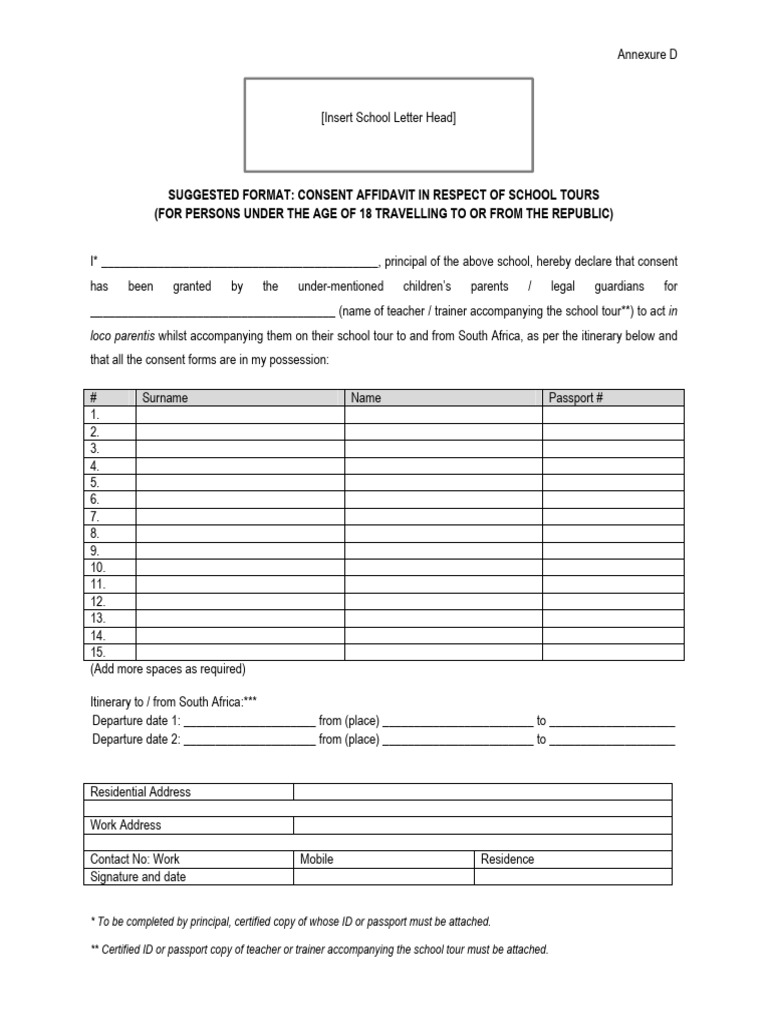 Principal's Consent Affidavit - Suggested Format | PDF | Affidavit