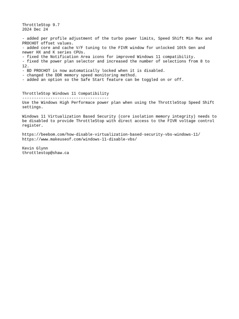 ThrottleStop 9.7 Features and Updates | PDF