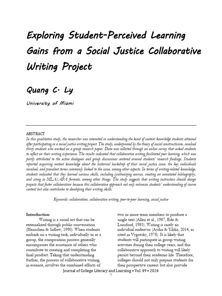 Student Learning in Collaborative Writing | PDF | Constructivism ...