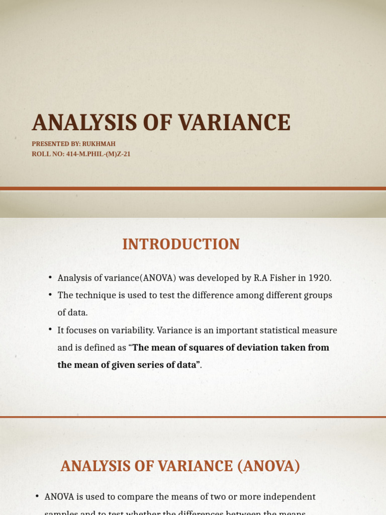 Understanding Analysis of Variance (ANOVA) | PDF | Analysis Of Variance ...