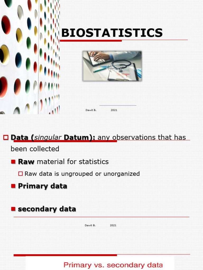 Biostatistics Lecture 01 | PDF | Statistics | Data Analysis