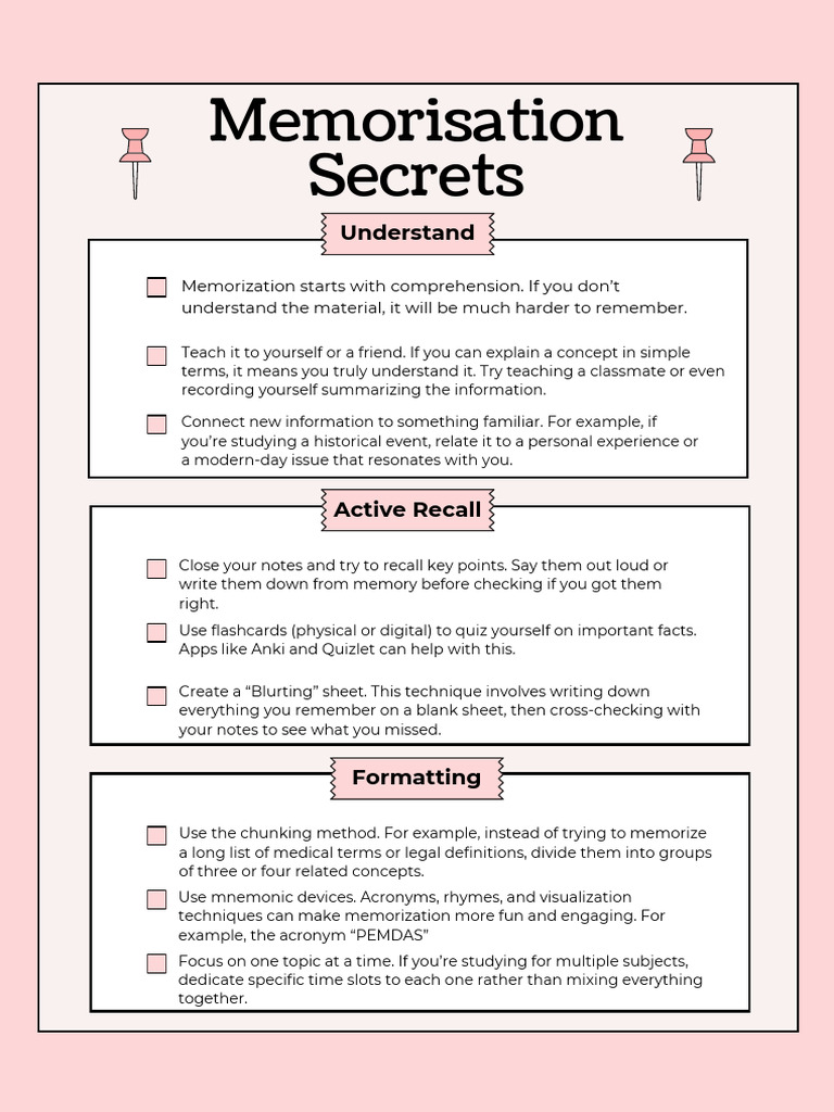 Revision Checklist Style | PDF | Behavioural Sciences | Cognition