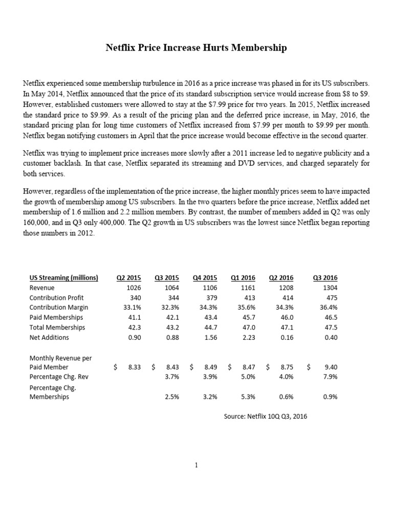 Case Study - Netflix Pricing | PDF | Subscription Business Model | Netflix