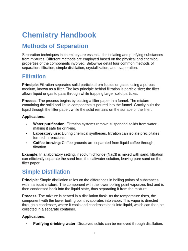 Chemistry Separation Techniques Guide | PDF | Redox | Ionic Bonding