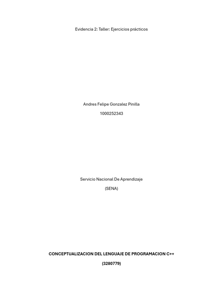 Evidencia 2 Taller Ejercicios Prácticos | PDF