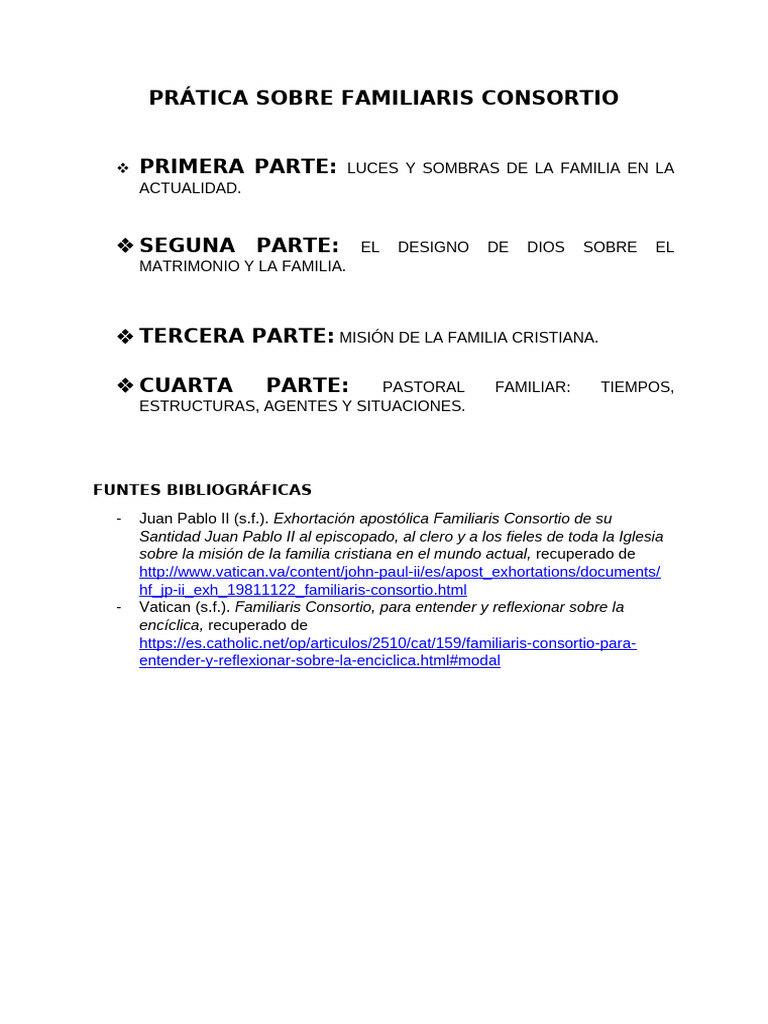 Prática Sobre Familiaris Consortio | PDF