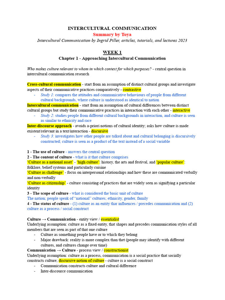 IC Summary | PDF | Communication | Intersectionality
