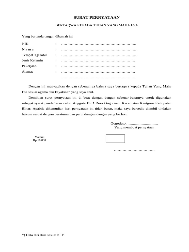 Blanko Pendaftaran | PDF