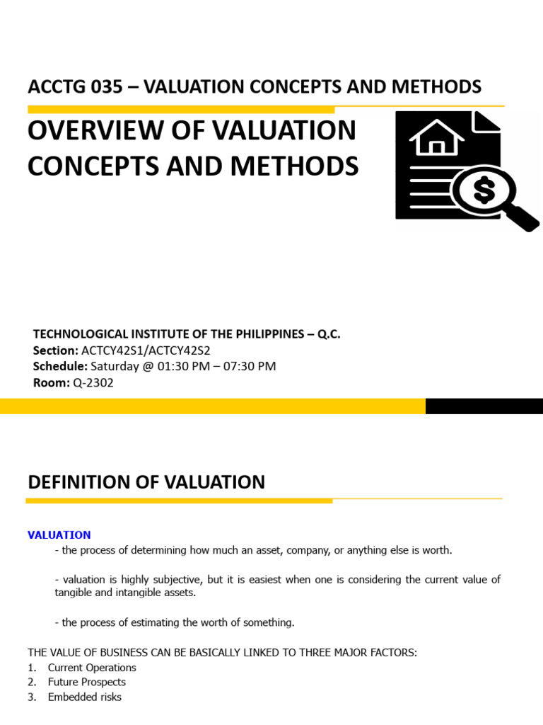 ACCTG 035 - Overview of Valuation Concepts and Methods | PDF