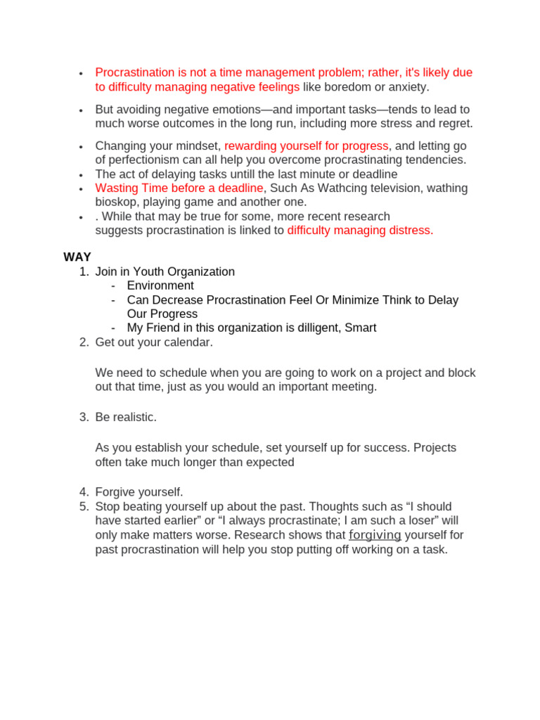 Procrastination Is Not A Time Management Problem | PDF