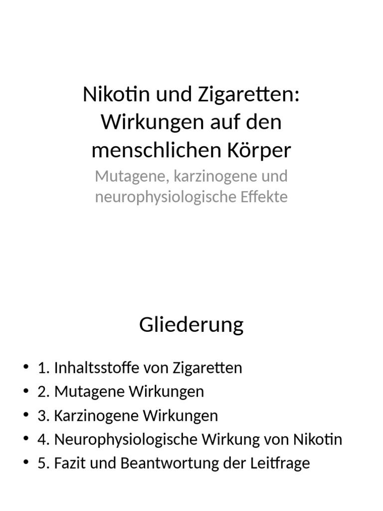 Nikotin Praesentation Biologie | PDF