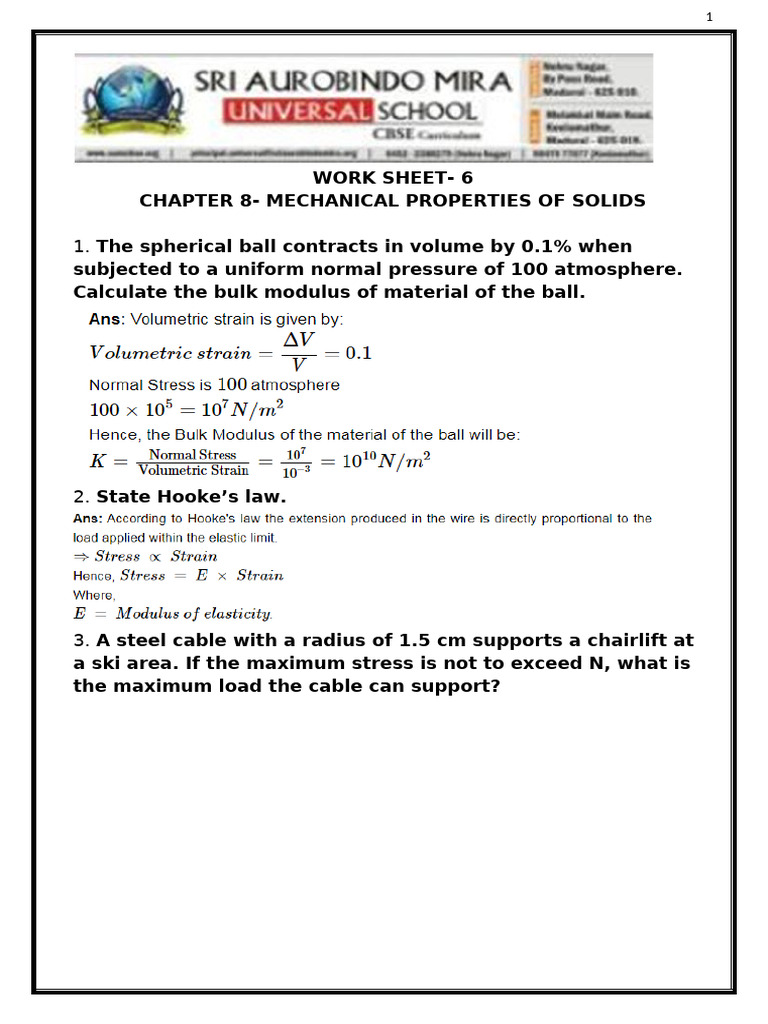 GR11-WS -6 (1) | PDF | Deformation (Engineering) | Elasticity (Physics)
