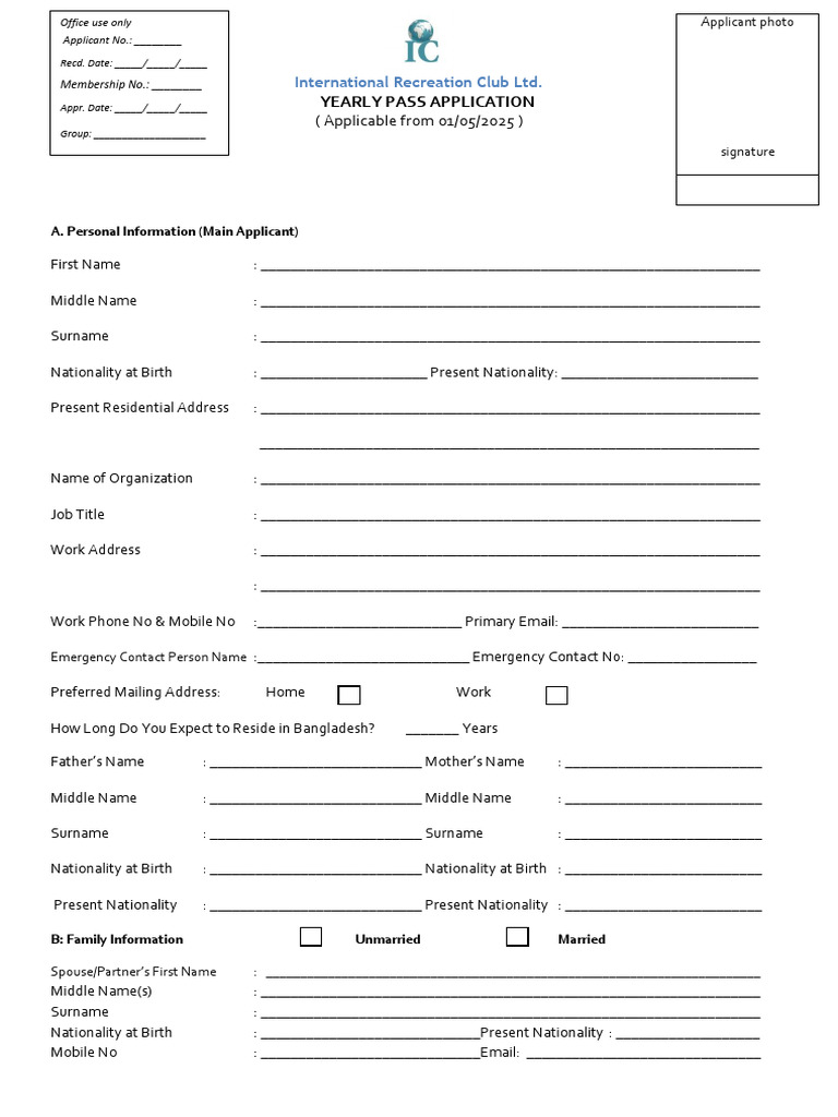 Yearly Pass Application for ICC Members | PDF | Payments | Travel Visa