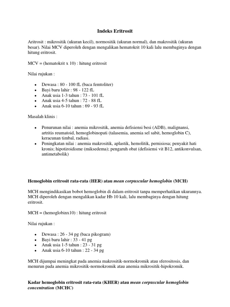 Indeks Eritrosit | PDF