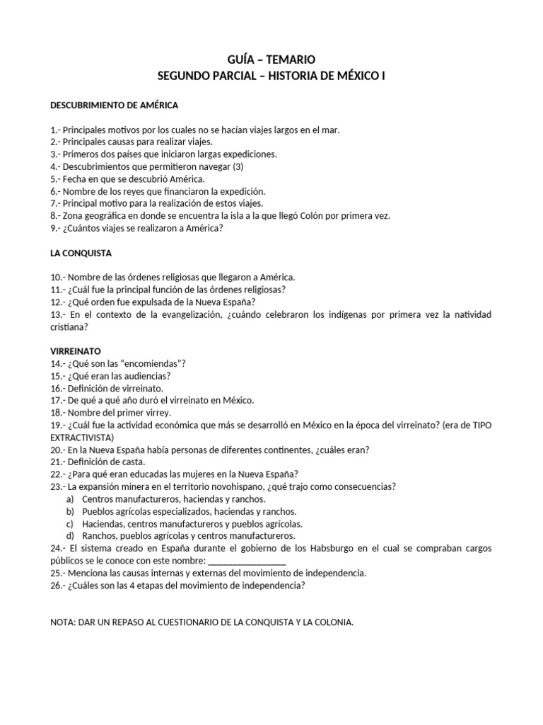 Guía - Temario Segundo Parcial | PDF