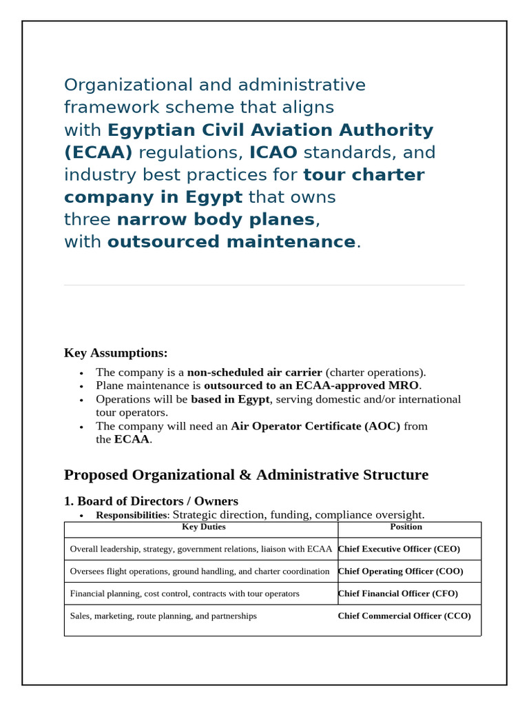 ECAA Compliance Framework for Charter Ops | PDF | Aviation | Regulatory ...
