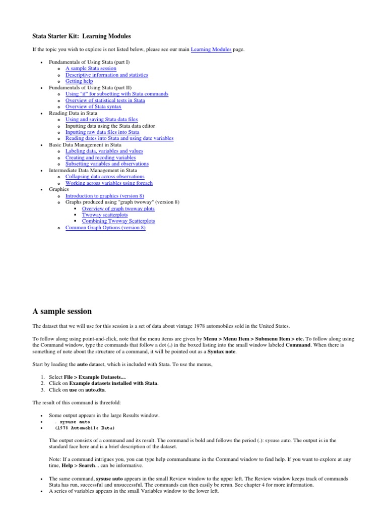 Stata Starter Kit2 Pdf Coefficient Of Determination Regression Analysis