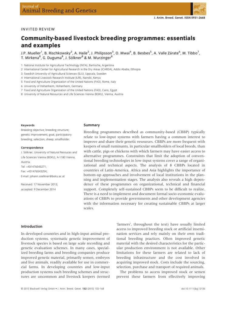 Community-Based Livestock Breeding Essentials | PDF | Selective ...