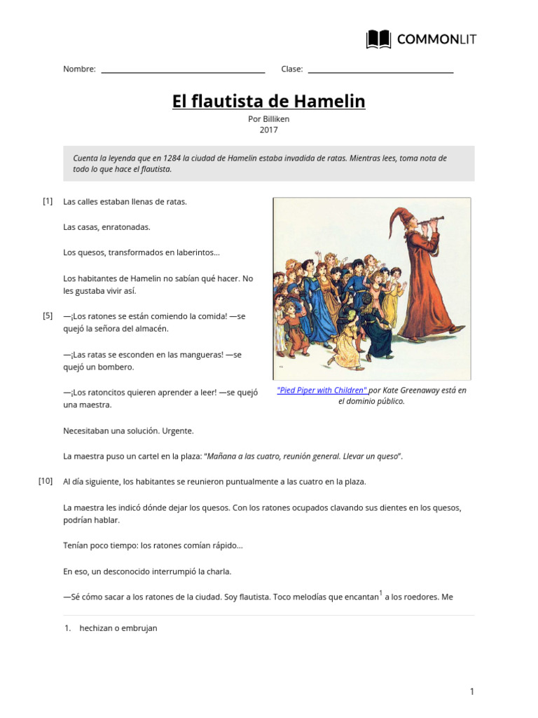 El Flautista de Hamelin. | PDF