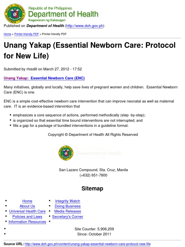 Copy of Department of Health - Unang Yakap (Essential Newborn Care ...