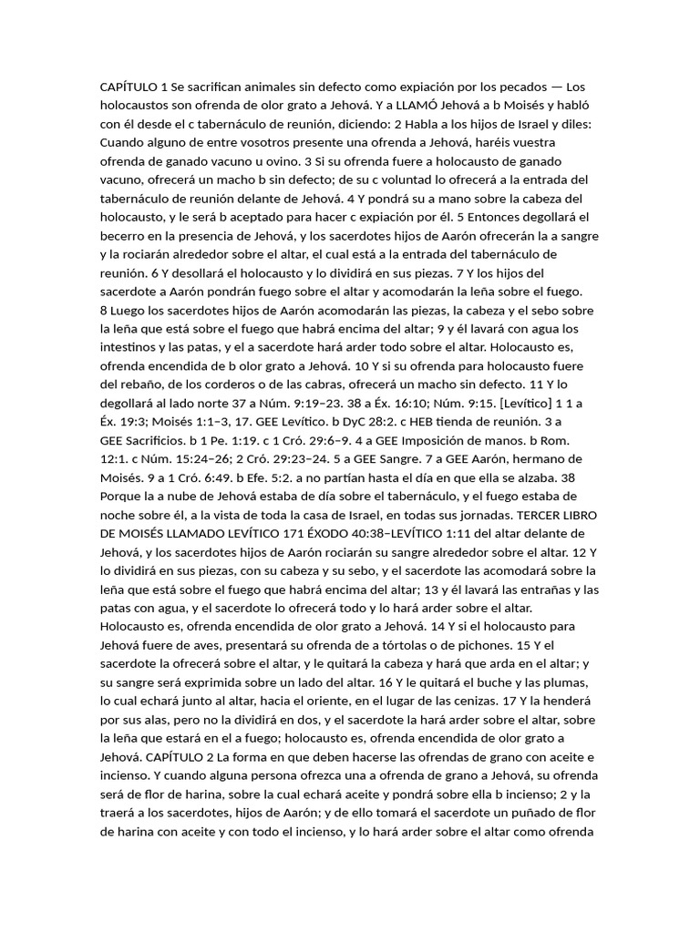 CAPÍTULO 1 Se Sacrifican Animales Sin Defecto Como Expiación Por Los ...