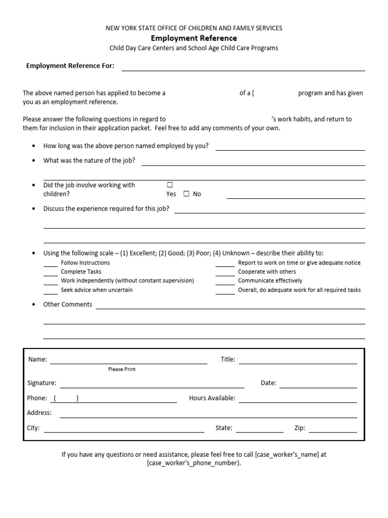 Blank Employment Reference | PDF