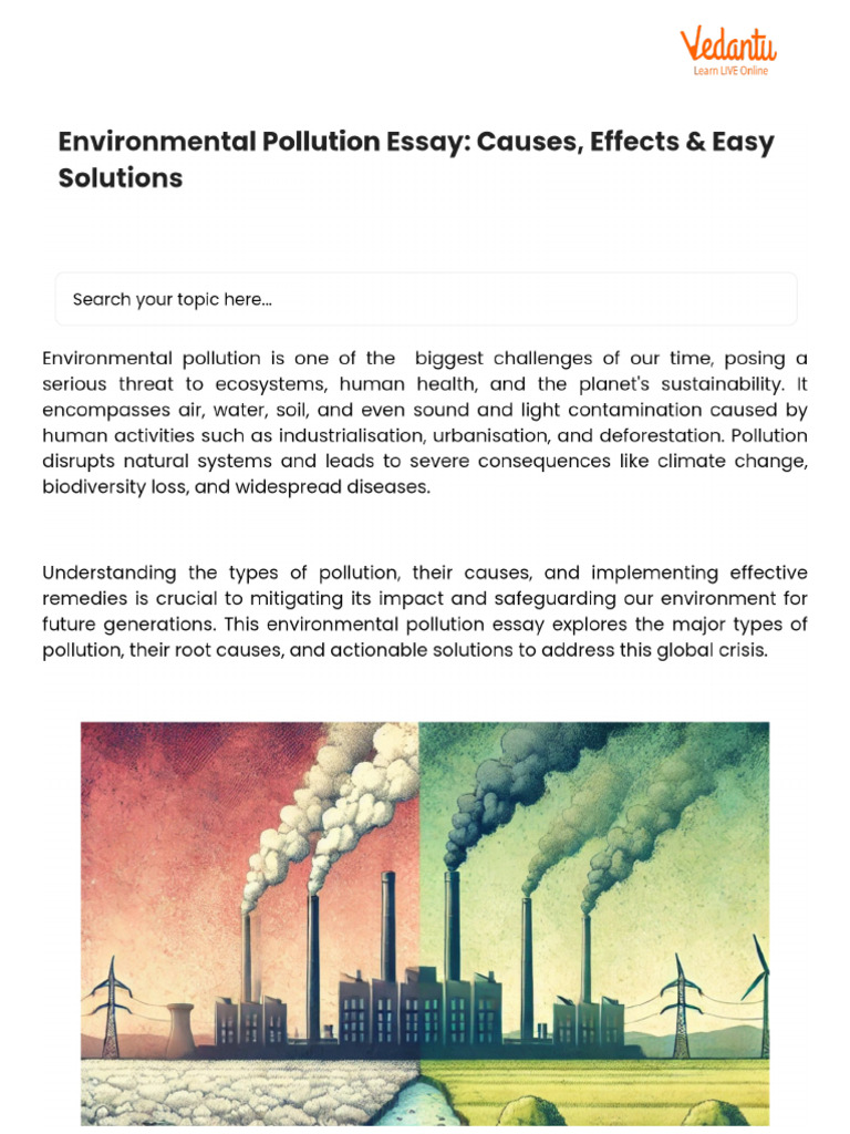 Environmental Pollution Essay - Causes, Effects & Easy Solutions | PDF
