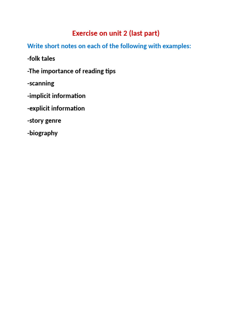 Exercise On Unit 2 Last Part48jEY | PDF