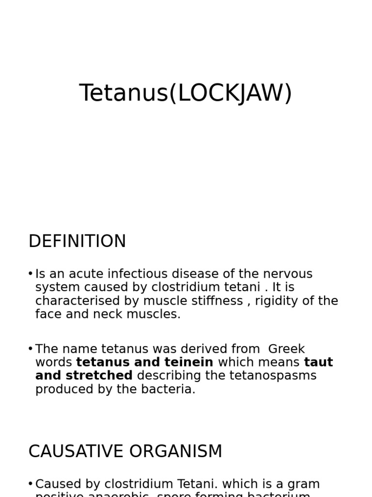 Tetanus (Lockjaw) | PDF | Medical Specialties | Diseases And Disorders