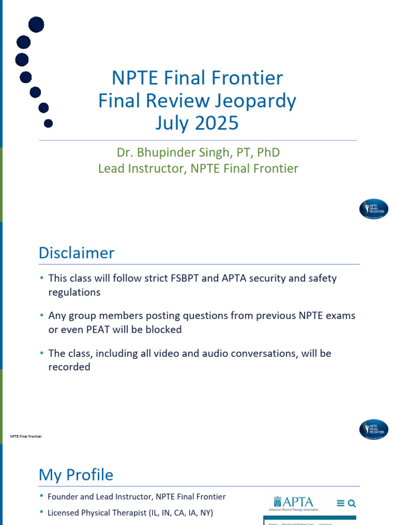 NPTE Final Frontier Exam Review | PDF | Heart Valve | Aphasia