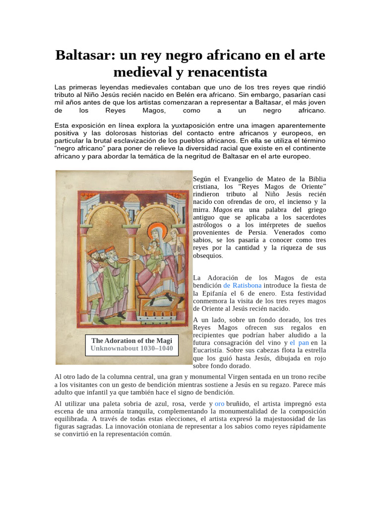 Baltasar - Un Rey Negro Africano en El Arte Medieval y Renacentista ...