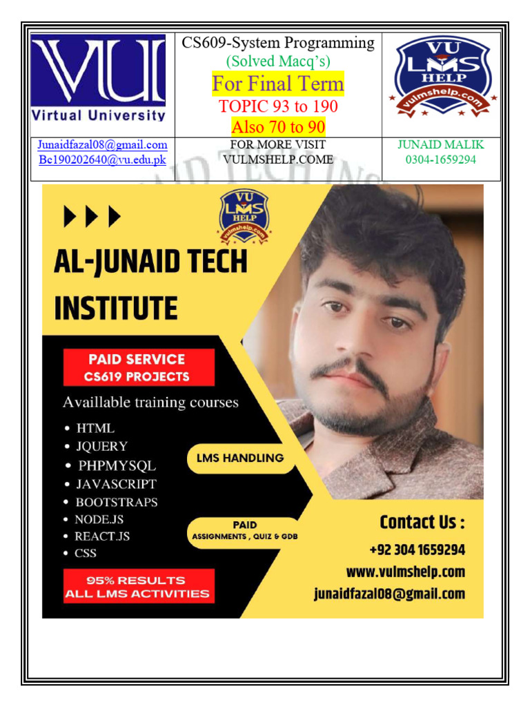 Cs609 Solved Mcqs Final Term by Junaid | PDF | Thread (Computing ...