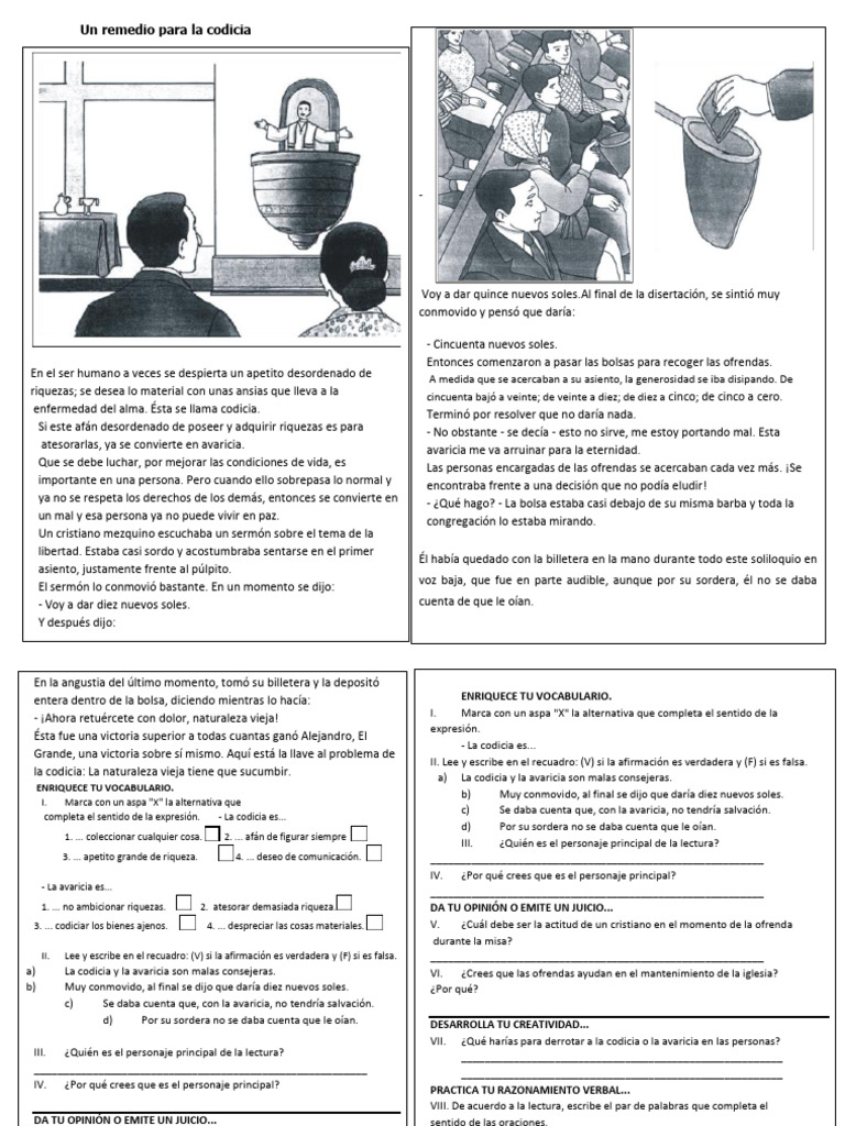 Un Remedio para La Codicia Lectura 01 | PDF | Codicia