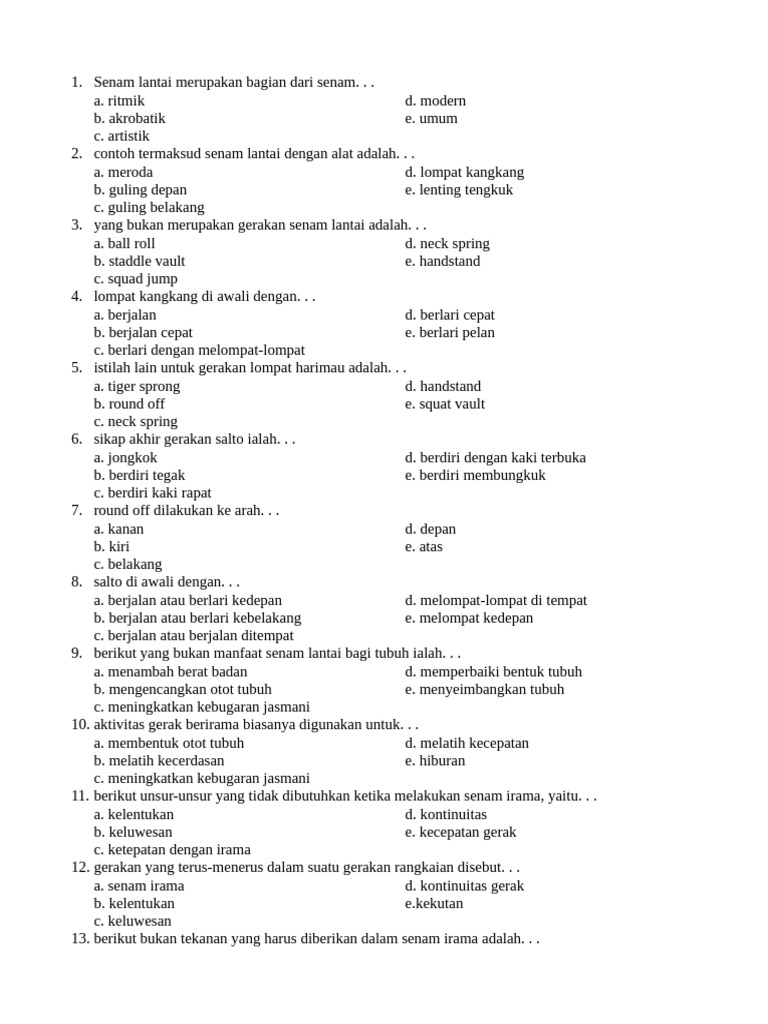 Soal Pjok Kls 11 Semester 2 | PDF