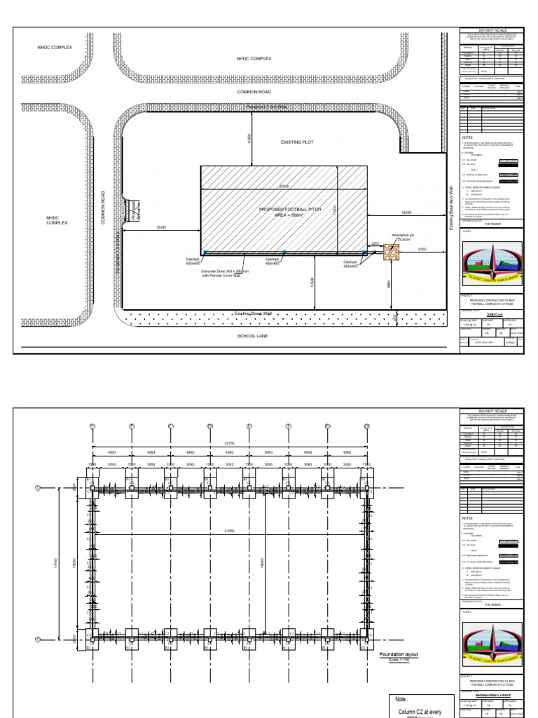 Drawing Futsal Ground General | PDF | Wall | Foundation (Engineering)