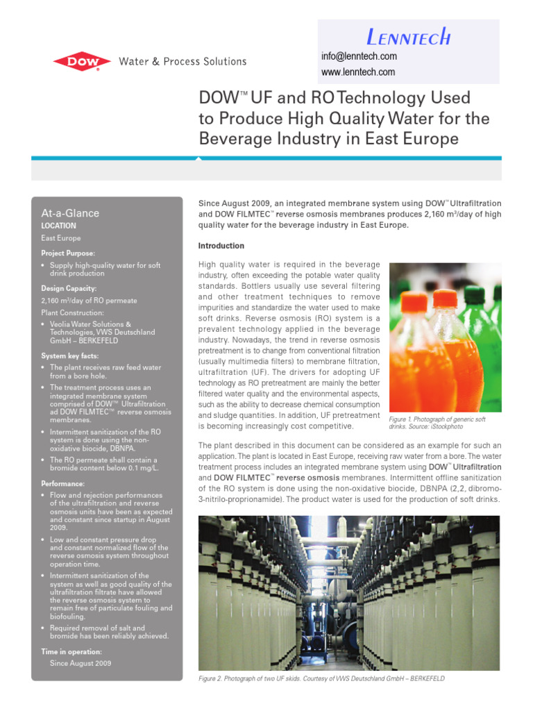 Dow RO UF Beverage L | PDF | Membrane | Chemical Engineering