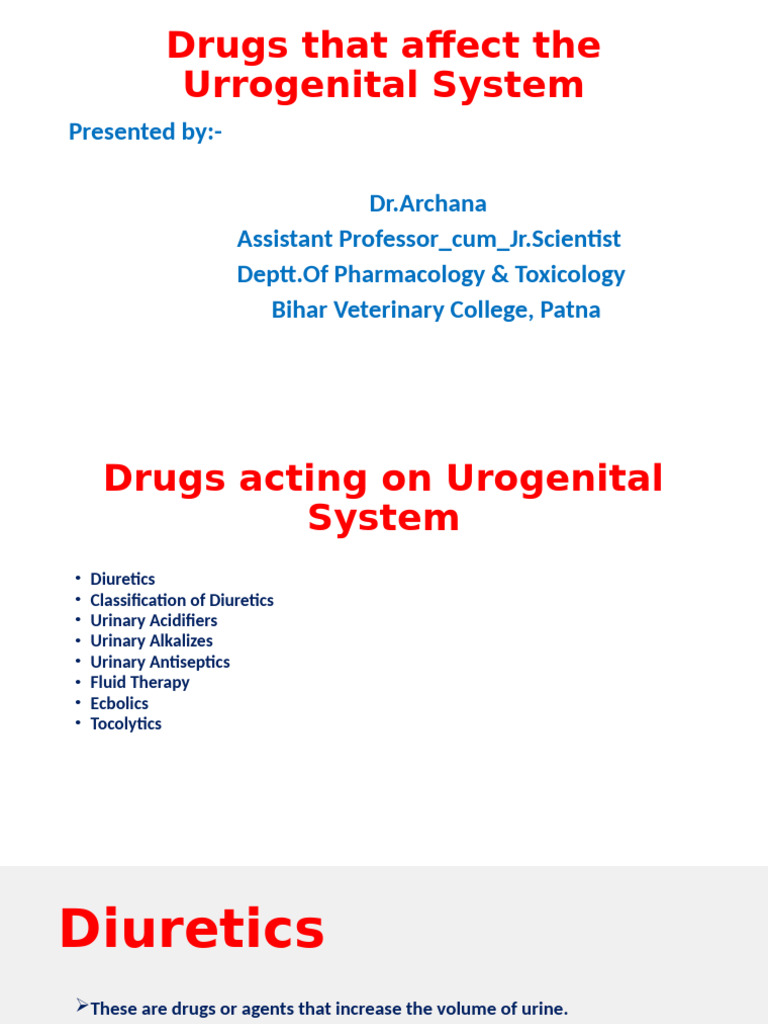 Pharmacology of Urogenital Drugs | PDF | Medical Specialties | Drugs