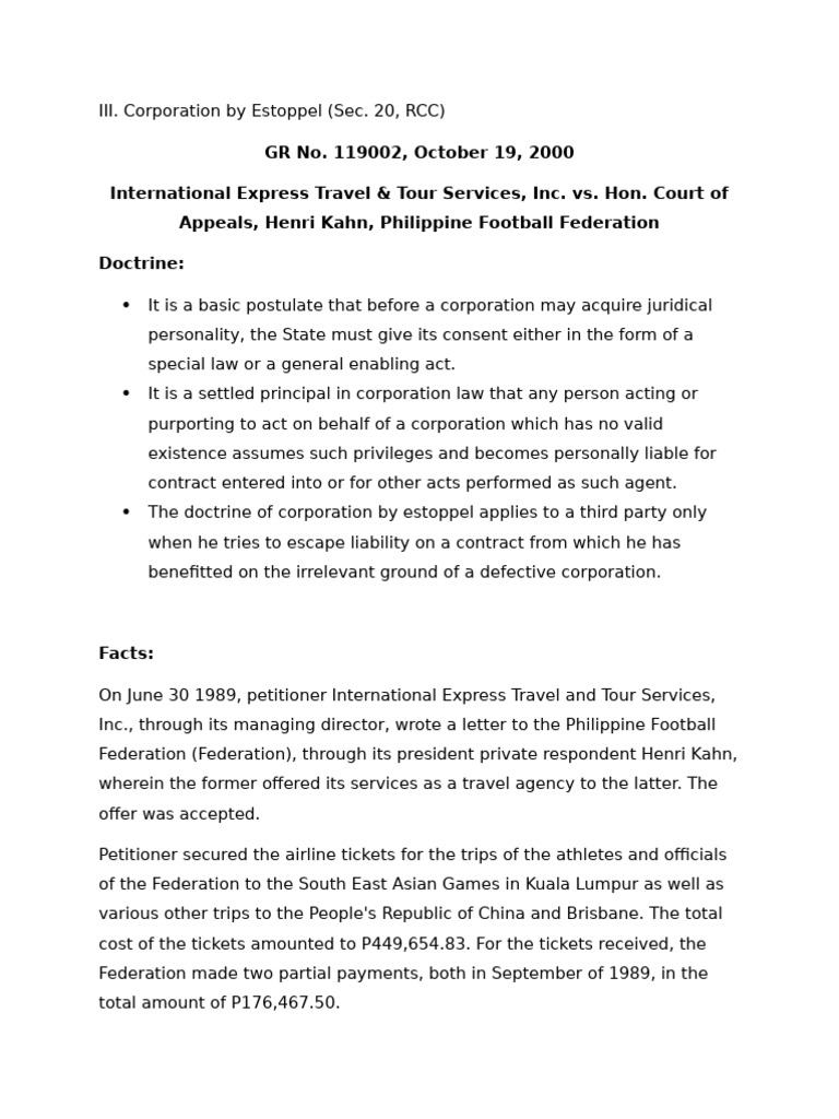 Int - L Express Travel Vs CA | PDF | Legal Liability | Corporations