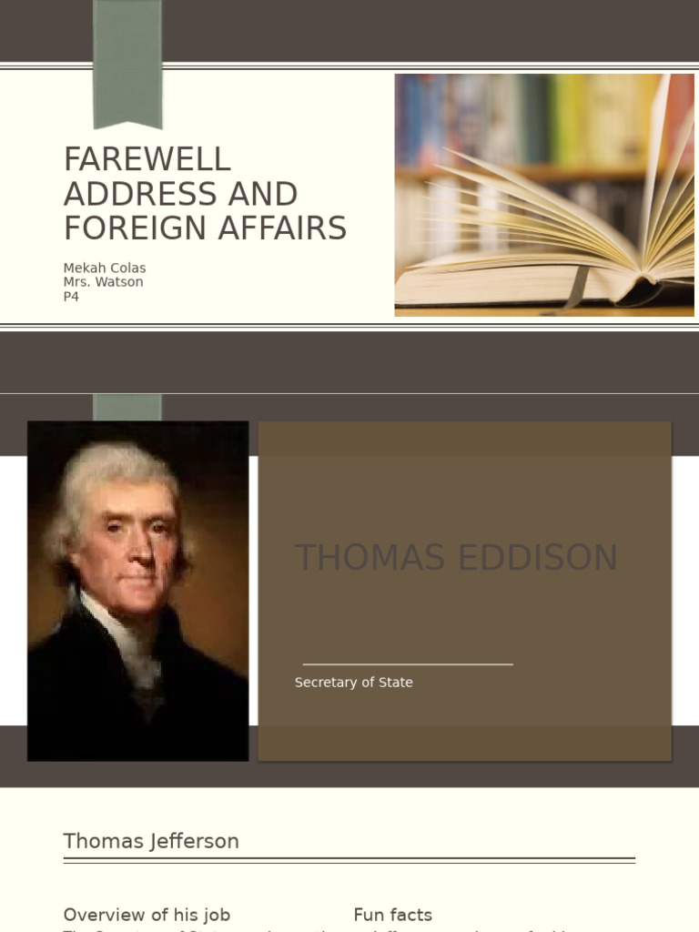 Farewell Address and Foreign Affairs | PDF | Thomas Jefferson ...