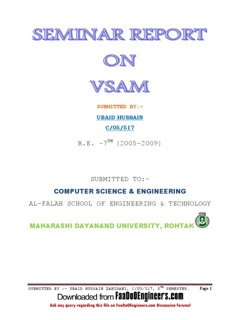 Virtual Storage Access Method Seminar Report On Vsam Pdf Operating
