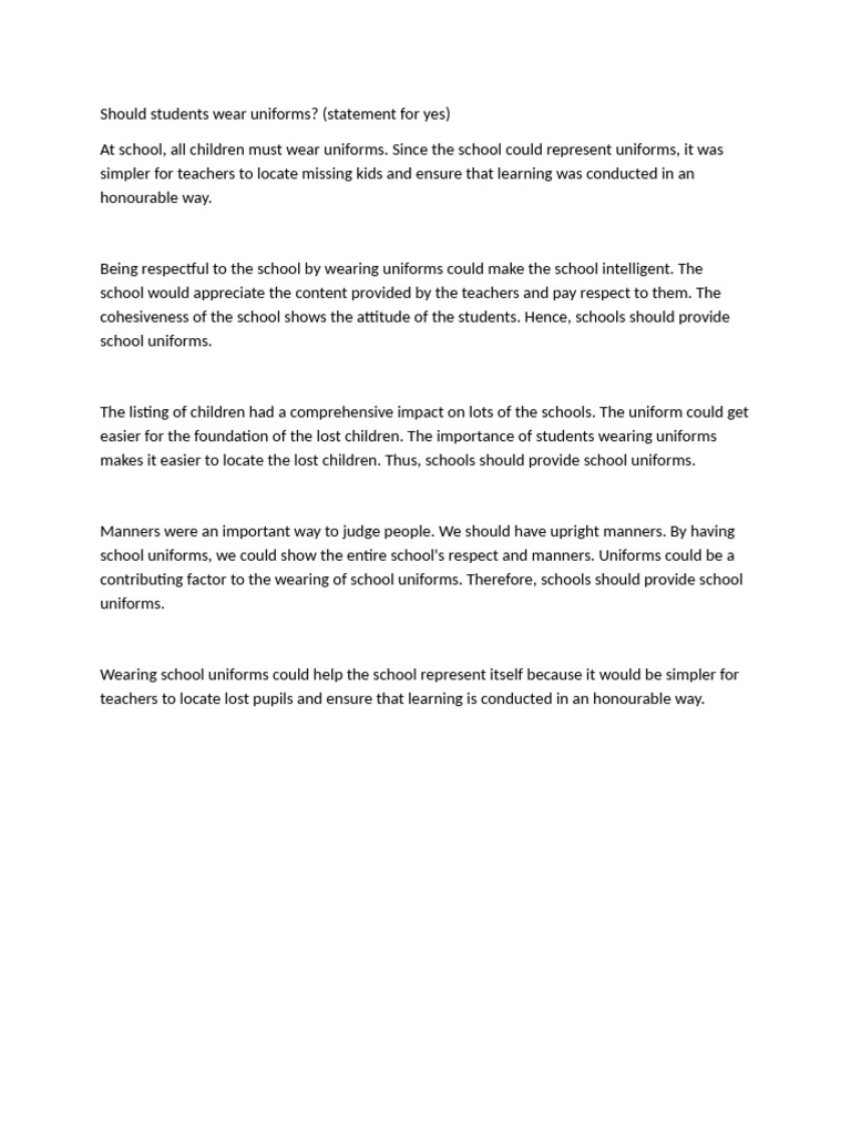 Should Students Wear Uniforms | PDF