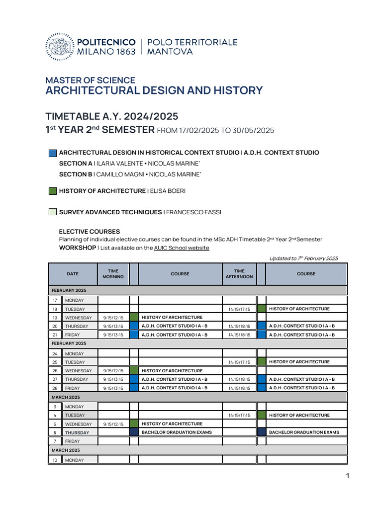 MSc Architectural Design Timetable 2024/25 | PDF | Easter | Public Holiday