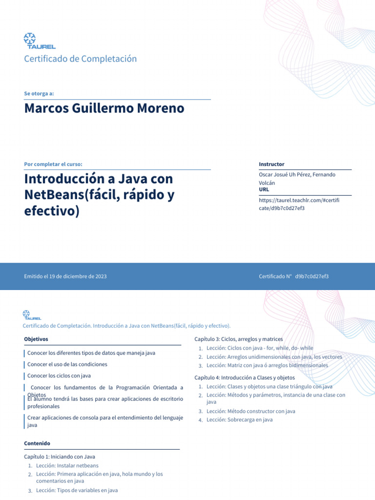 Certificado Introducción A Java 19122023 D9b7c0d27ef3 | PDF