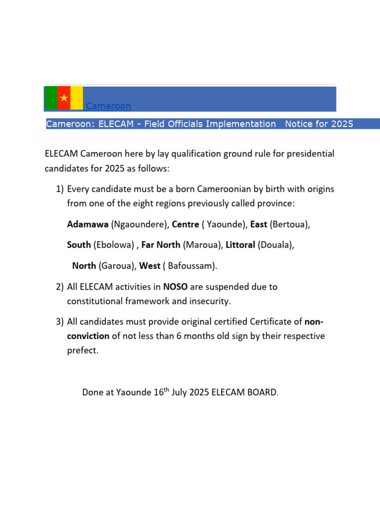 ELECAM 2025 Candidate Guidelines | PDF