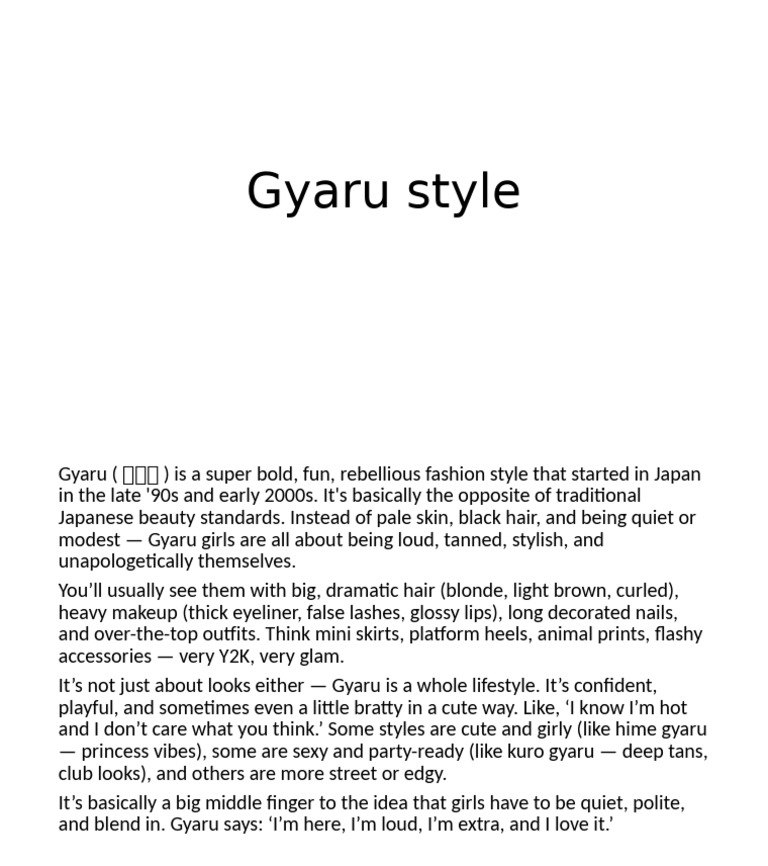 Exploring Gyaru Fashion Styles | PDF