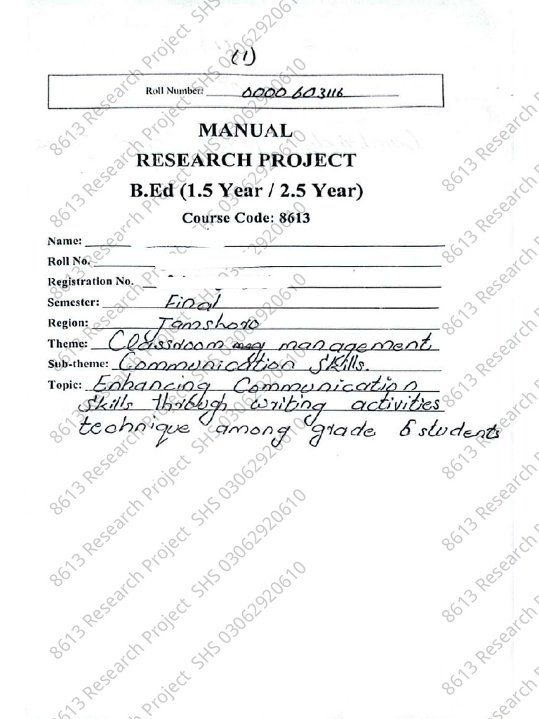 SAMPLE 8613 Research Project by SHS 03062920610 | PDF