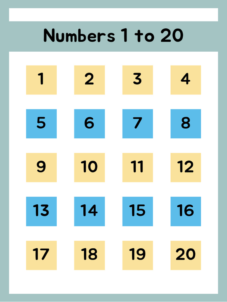 Colorful Simple Numbers 1 To 20 Poster | PDF